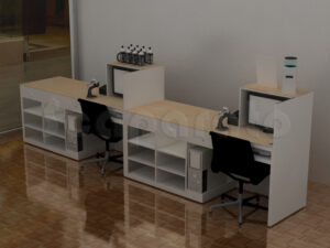 Mostrador de madera doble o individual para recepcion.